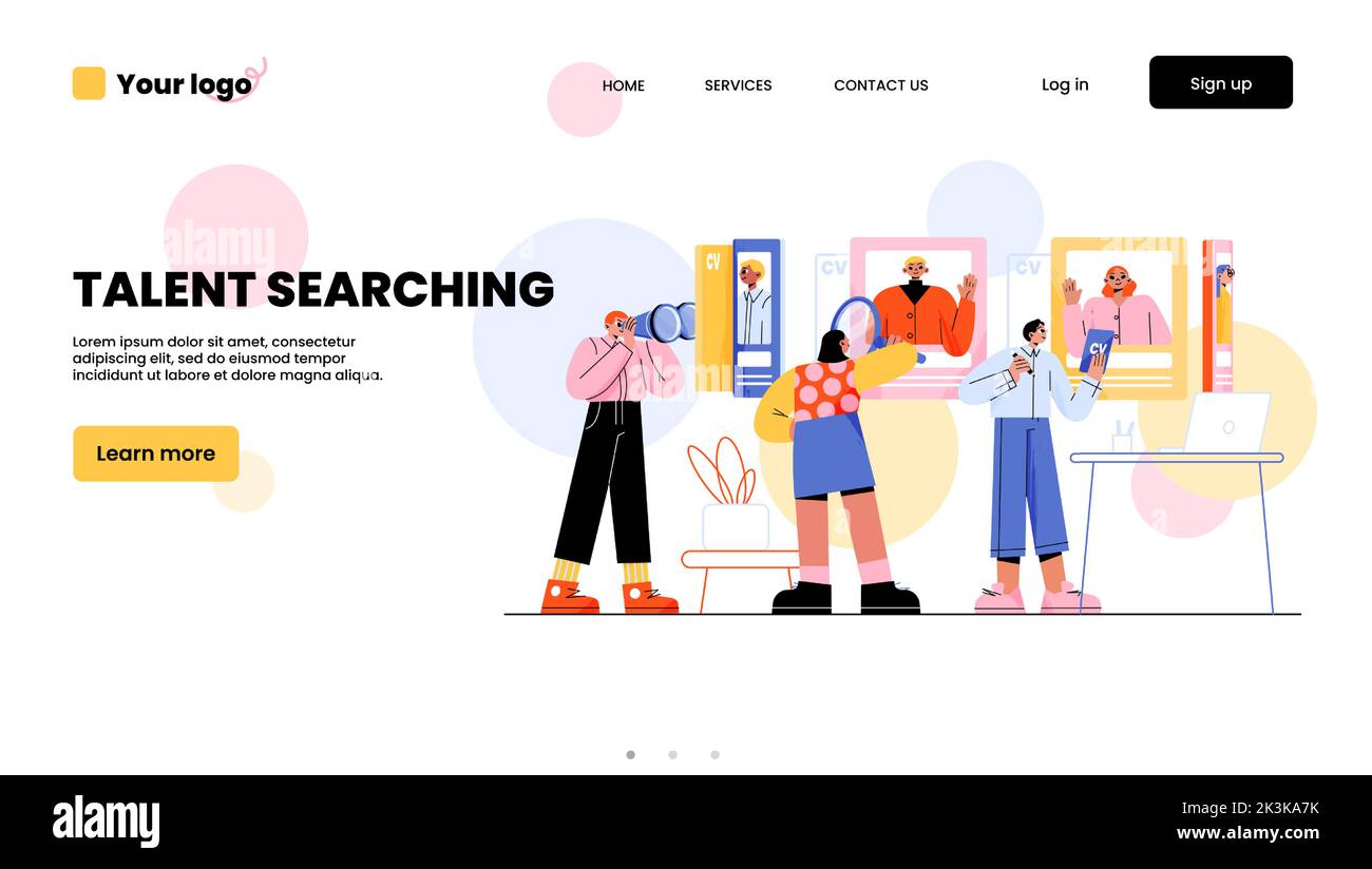 Talent searching landing page. Hr team research workers, recruitment ...