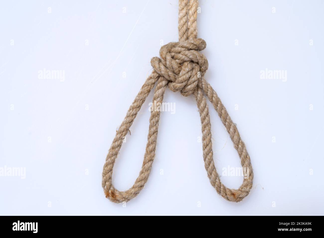 rope forming a kite knot with loops,Balearic islands, Spain Stock Photo ...