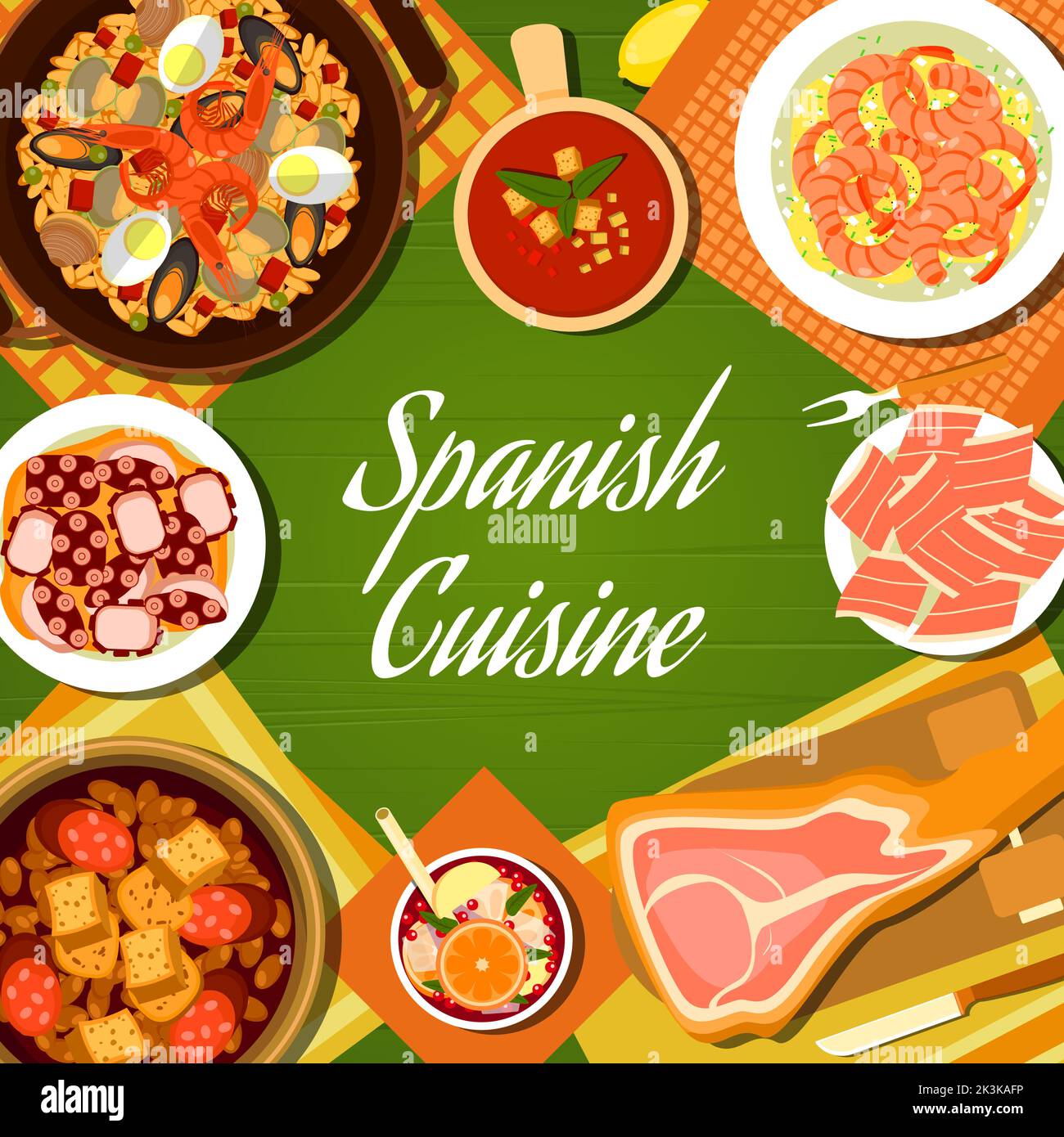 Spanish cuisine meals menu Stock Vector Images - Alamy