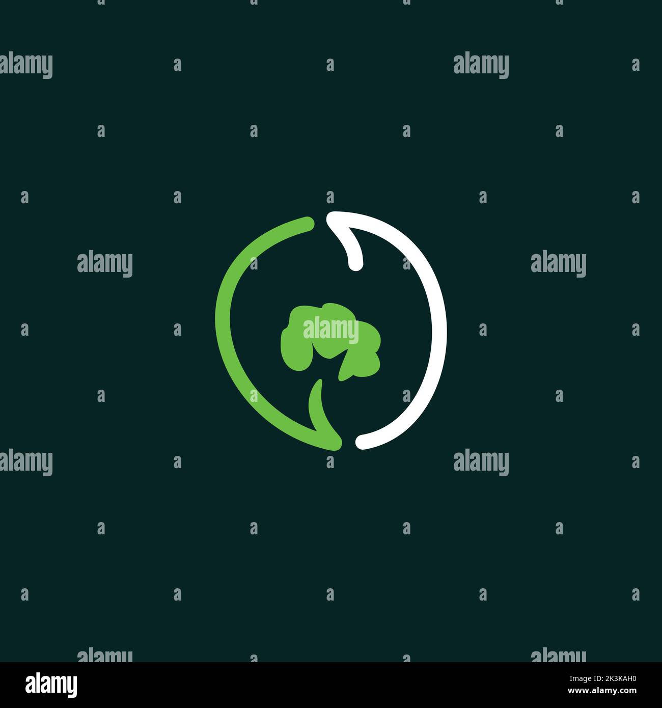 Green symbol of tree in a circular arrow on a black background Stock ...