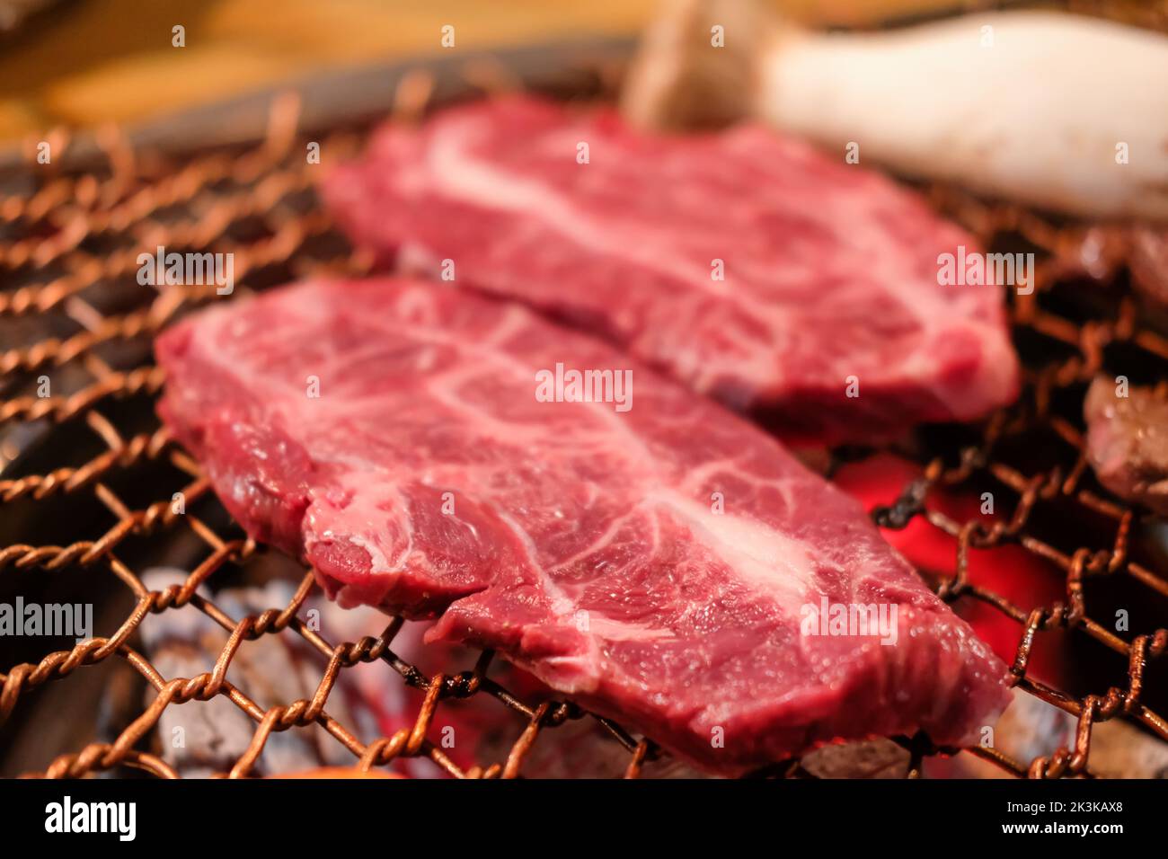 Korean Style Barbecue Grill BBQ rare meat Stock Photo - Alamy