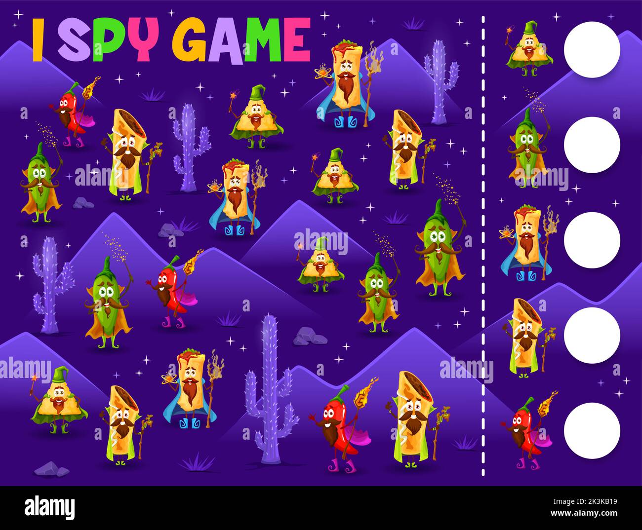 I spy game worksheet, cartoon Tex Mex Mexican food wizards characters ...