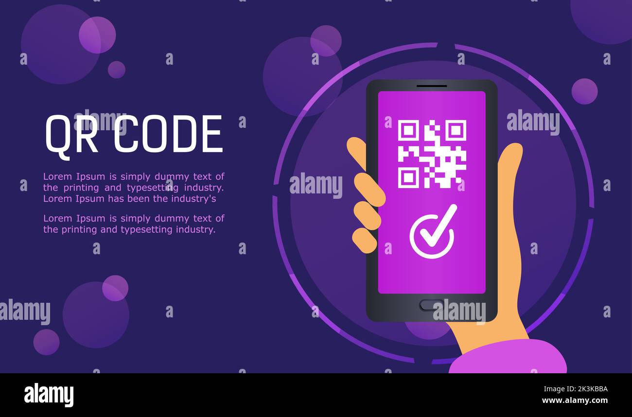 Scanning QR code with mobile phone. Qr code payment, cashless ...