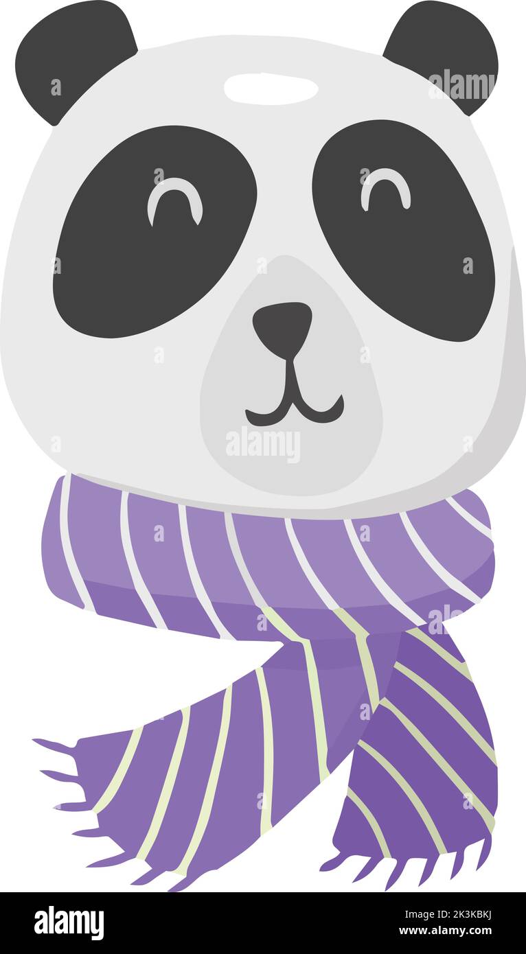 Hand Drawn cute panda and scarf illustration isolated on background ...