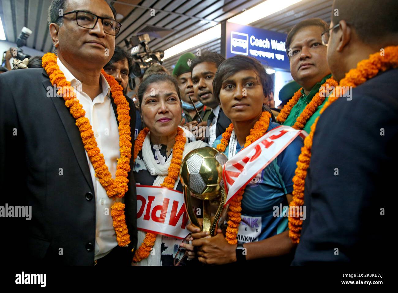 Bangladesh Women Football Team Captain Sabina Khatun (2nd right) along ...