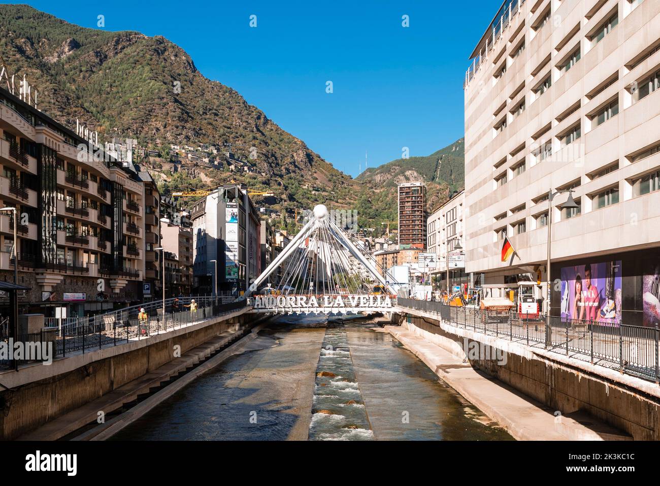 Andorra, Andorra; 2022, July 27th: Bridge of Paris over the Valira ...