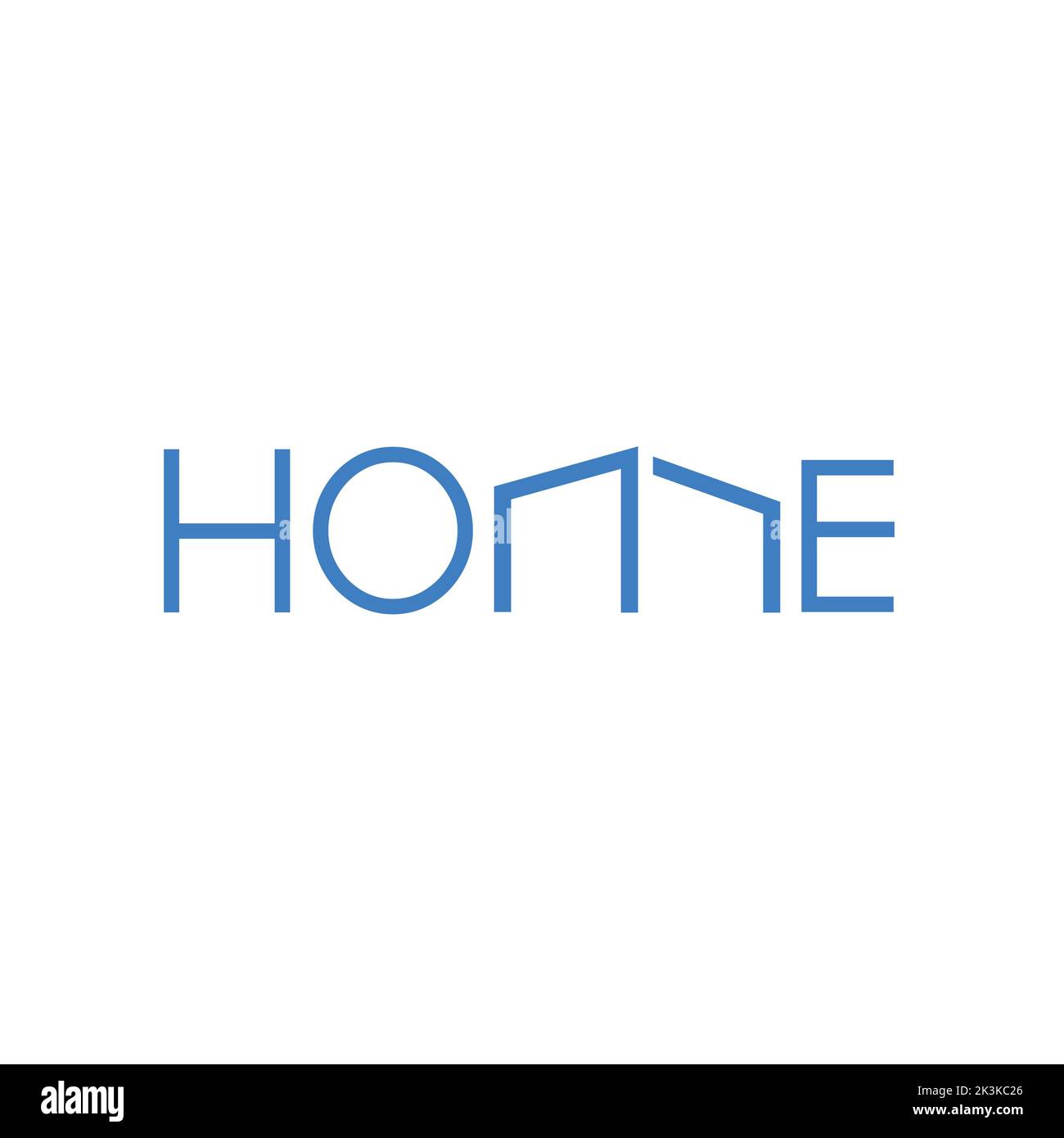A vector illustration of the company name Home in blue on the white ...