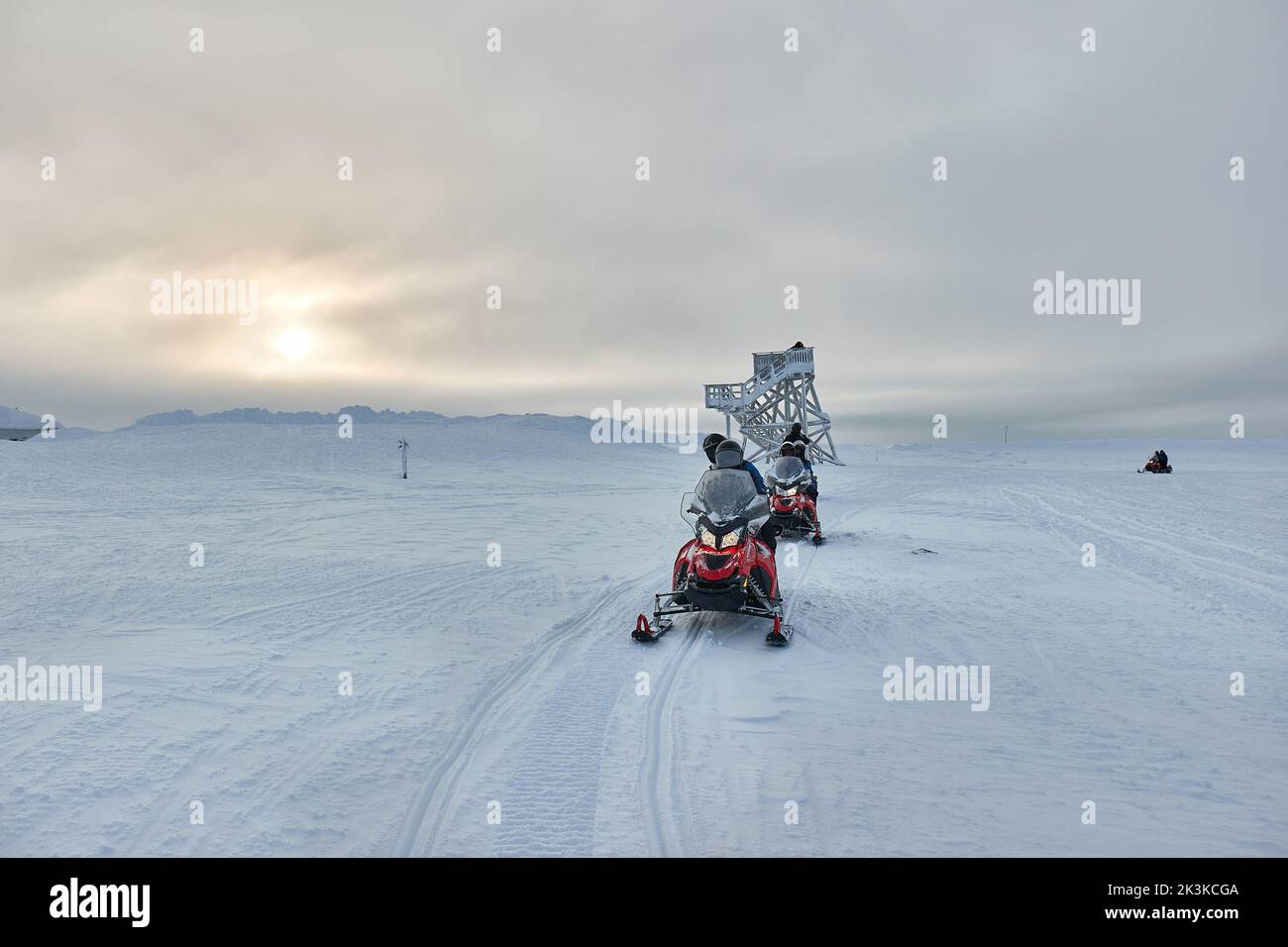 Snow mobile trip in Lapland Stock Photo - Alamy