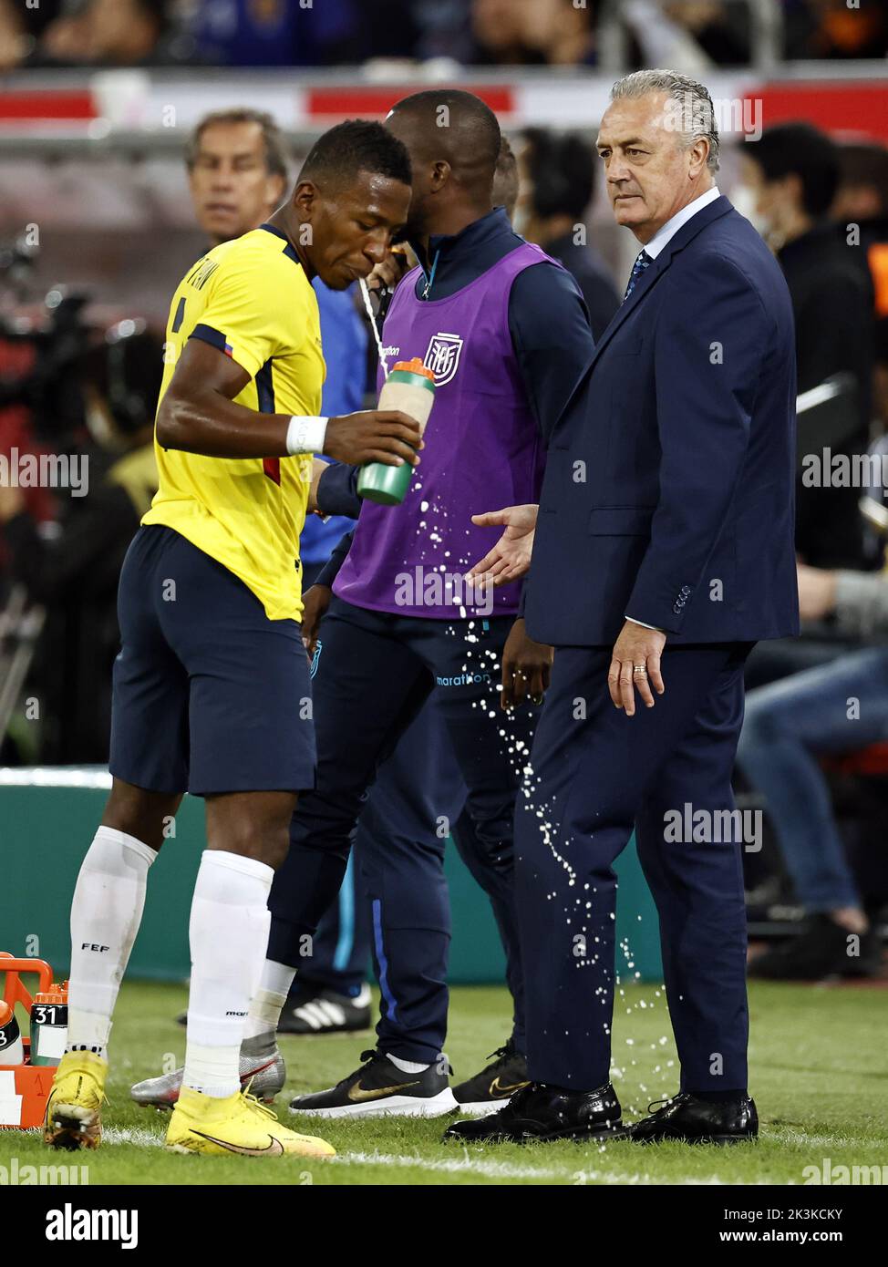 DUSSELDORF - (lr) Pervis Estupinan of Ecuador, Ecuador coach Gustavo ...