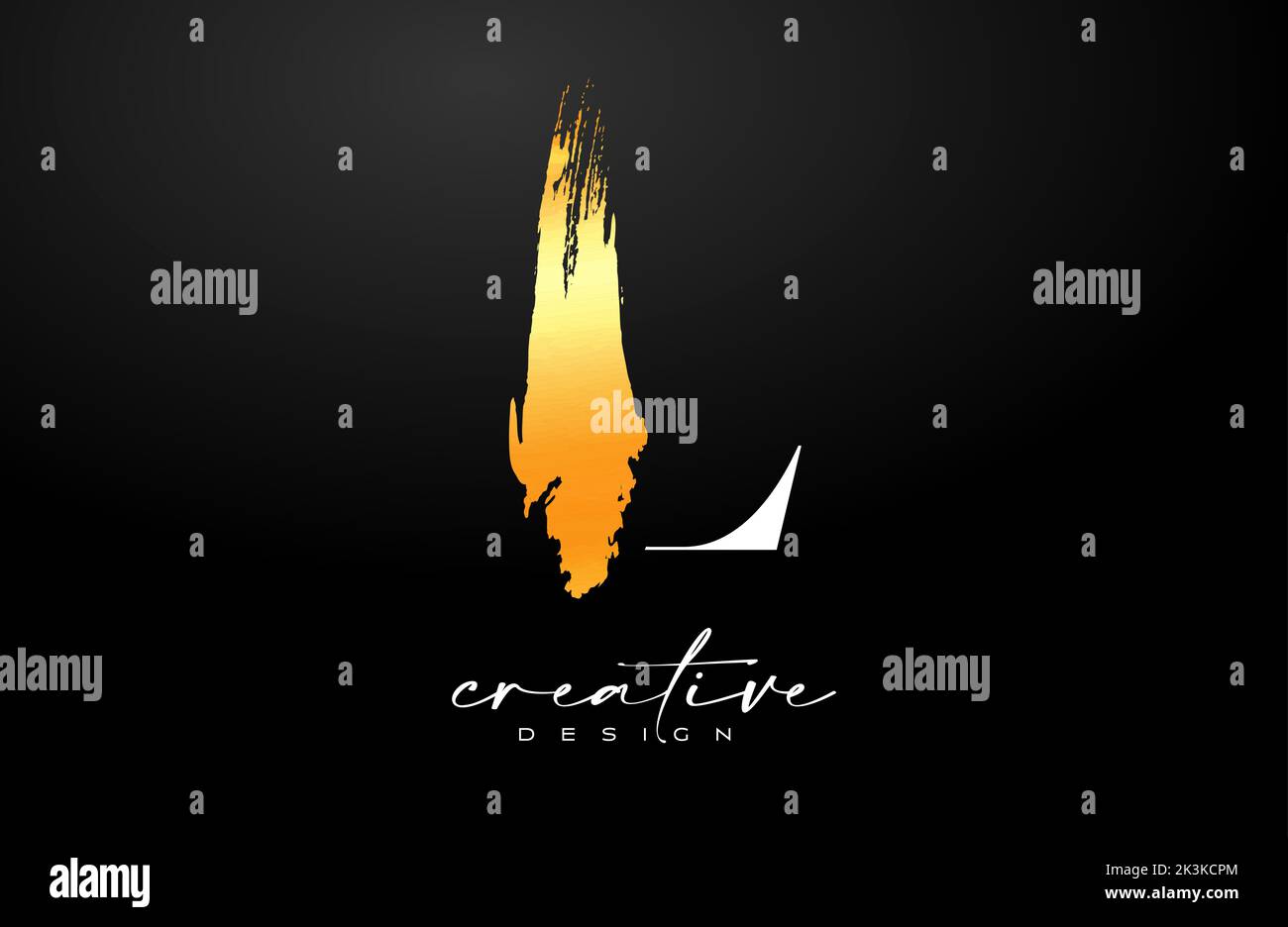 Golden Letter L logo desgn with Artistic Colorful Blue Purple ...