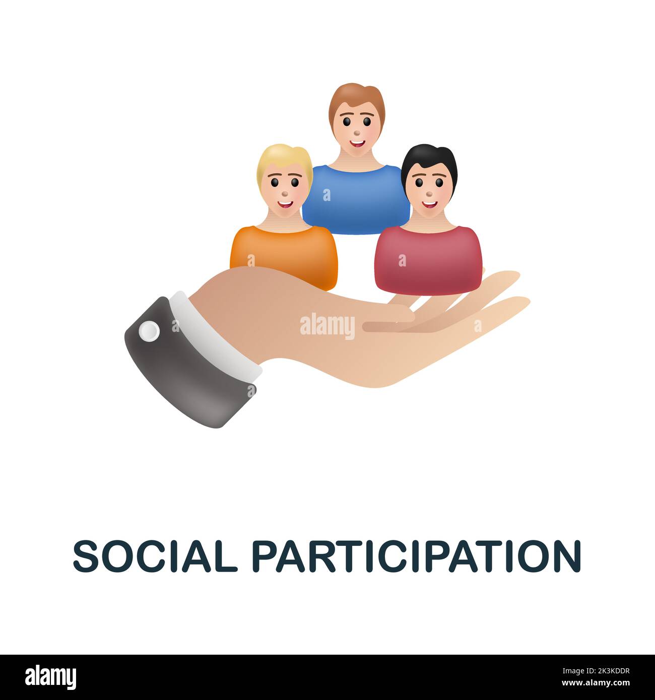 Social Participation icon. 3d illustration from crowdfunding collection ...