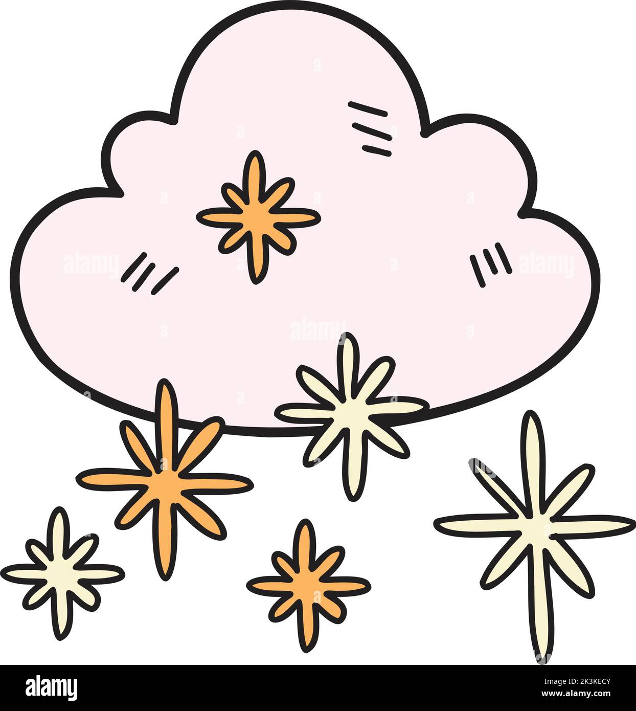 Hand Drawn clouds and snow illustration isolated on background Stock ...