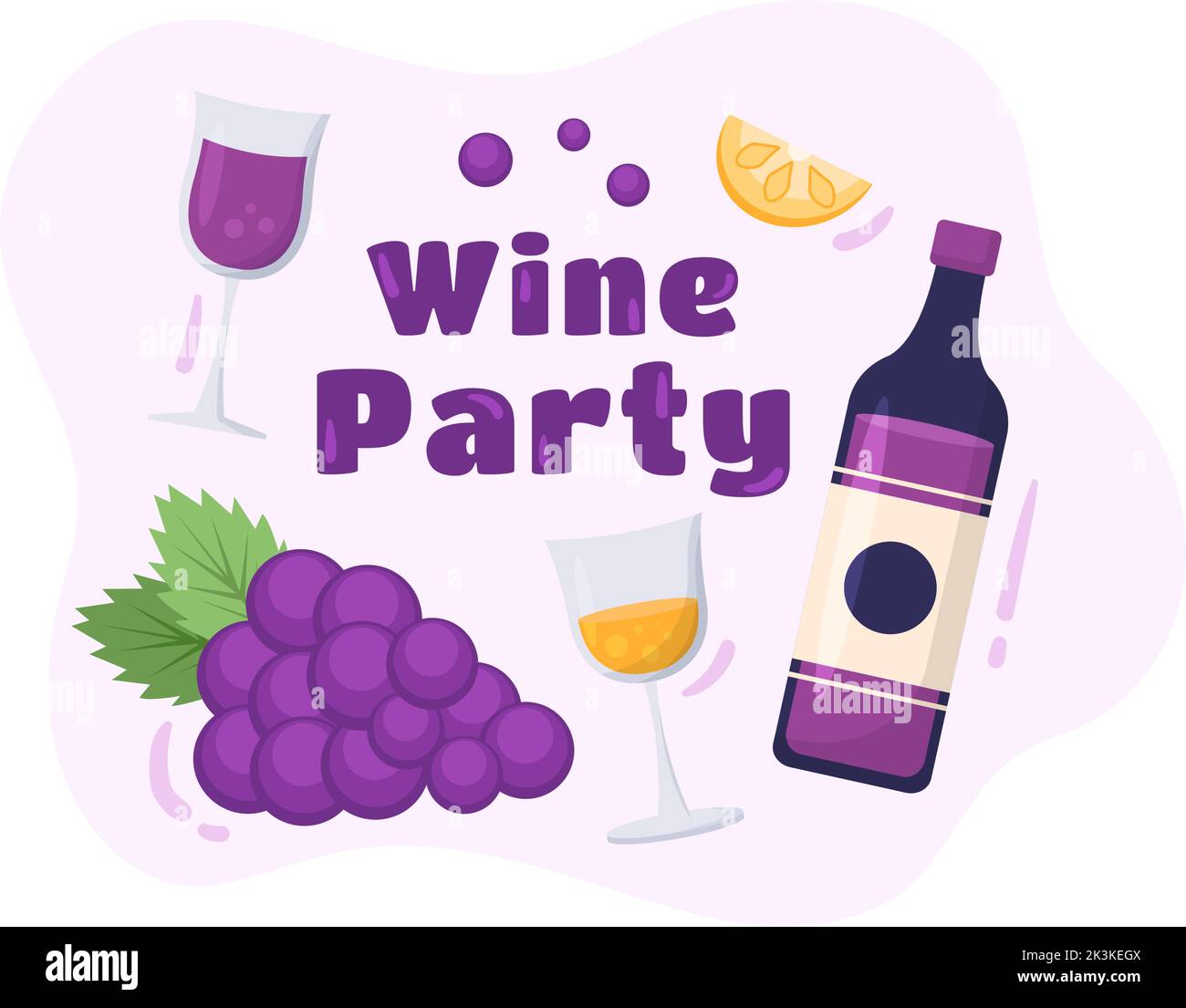 Wine Party Template Hand Drawn Cartoon Flat Illustration with People ...