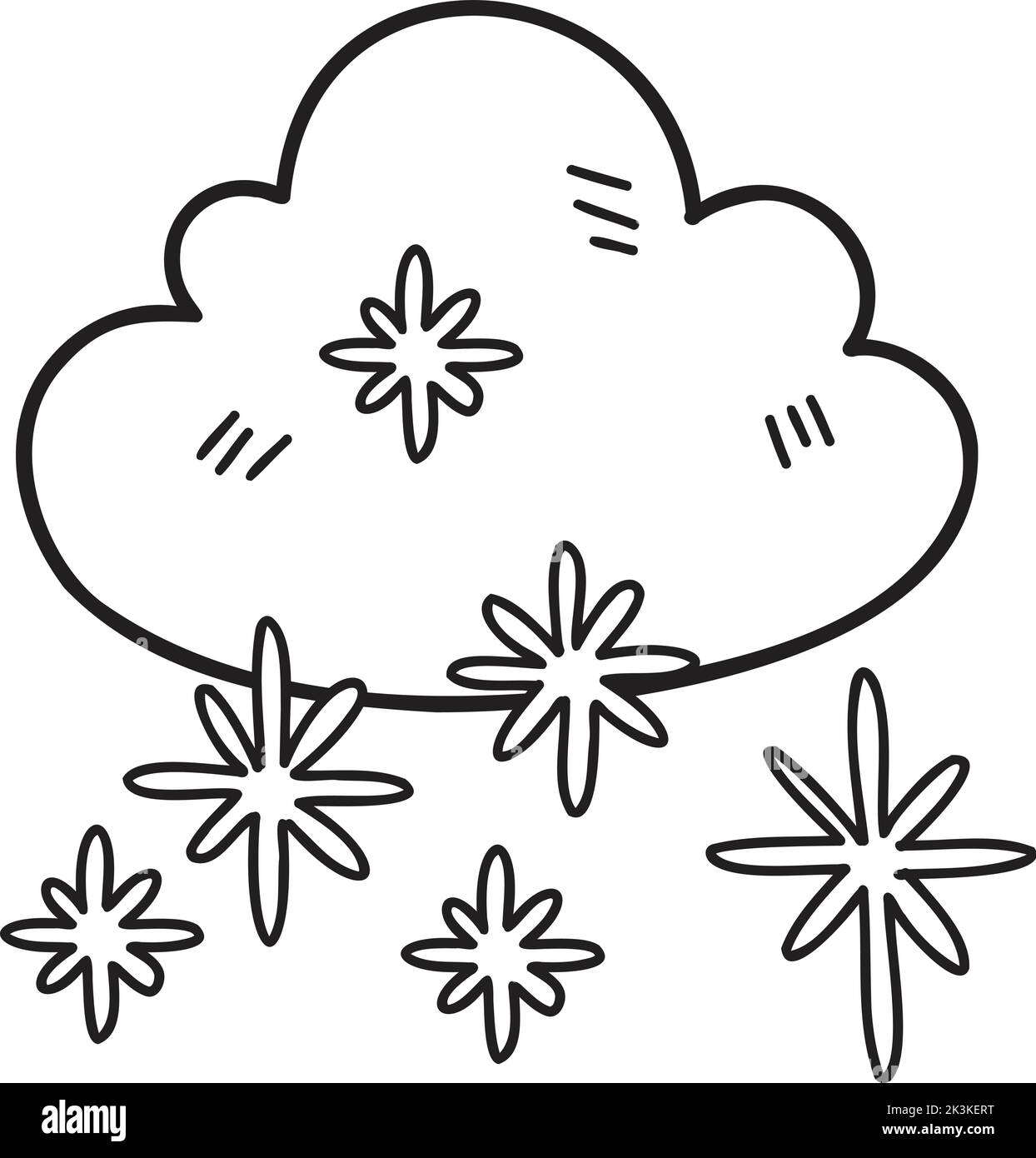 Hand Drawn clouds and snow illustration isolated on background Stock ...