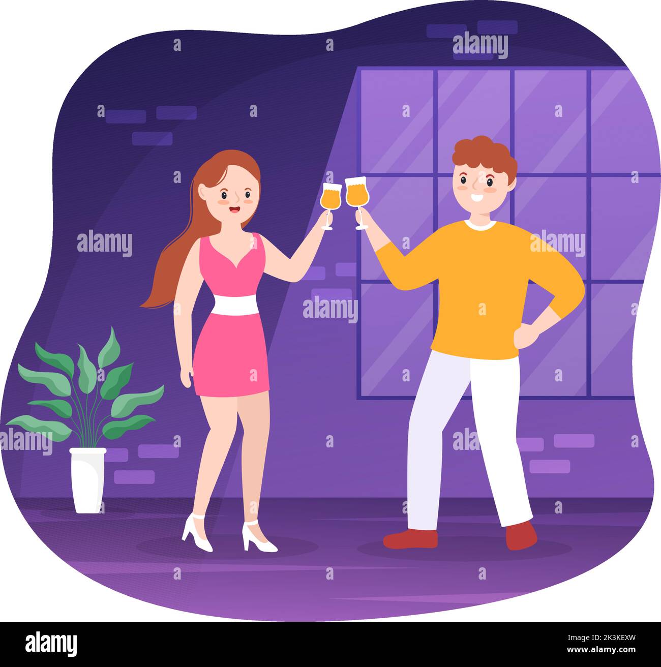 Wine Party Template Hand Drawn Cartoon Flat Illustration with People ...
