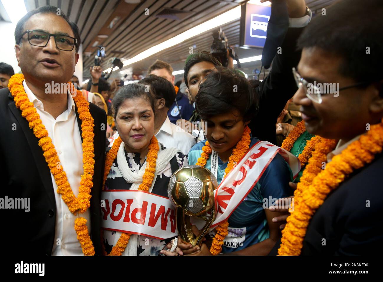 Bangladesh Women Football Team Captain Sabina Khatun (2nd right) along ...