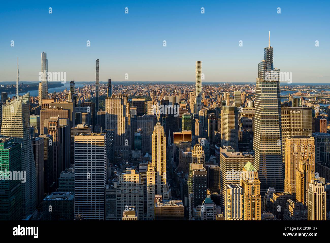 Aerial view of Midtown Manhattan at sunset, New York, USA Stock Photo ...