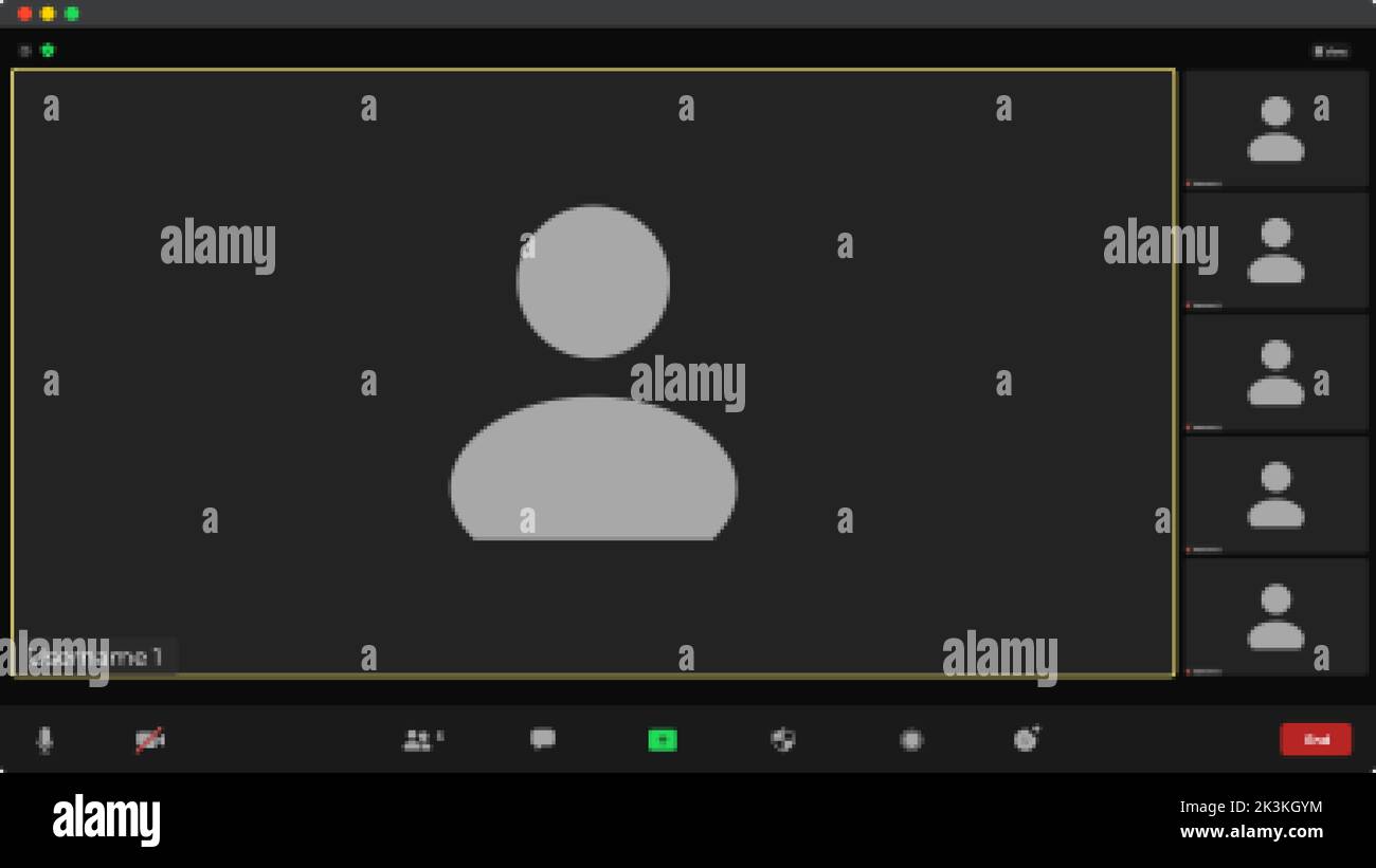Template video conference user interface. User web video call window. Video call screen mockup ...