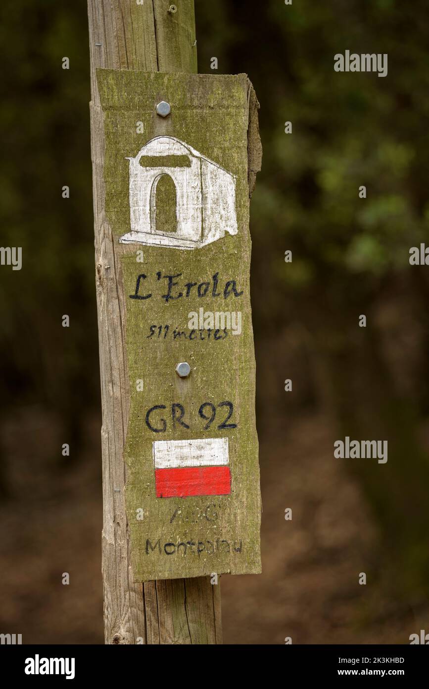 Indicator signs and the GR-92 signs in the Erola hermitage near ...