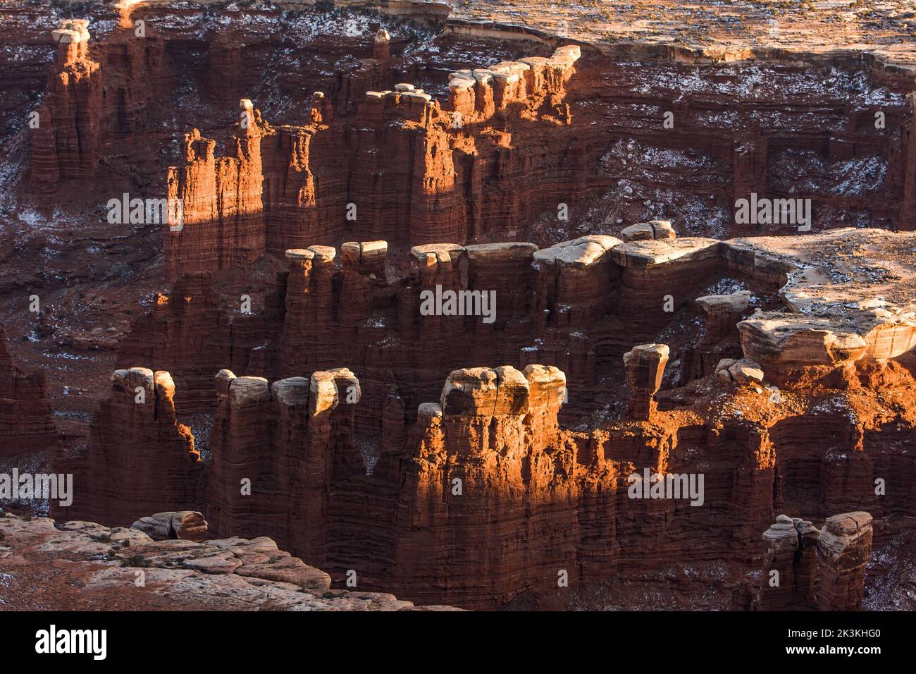 Organ Rock shale rock formations with White Rim sandstone caps in ...