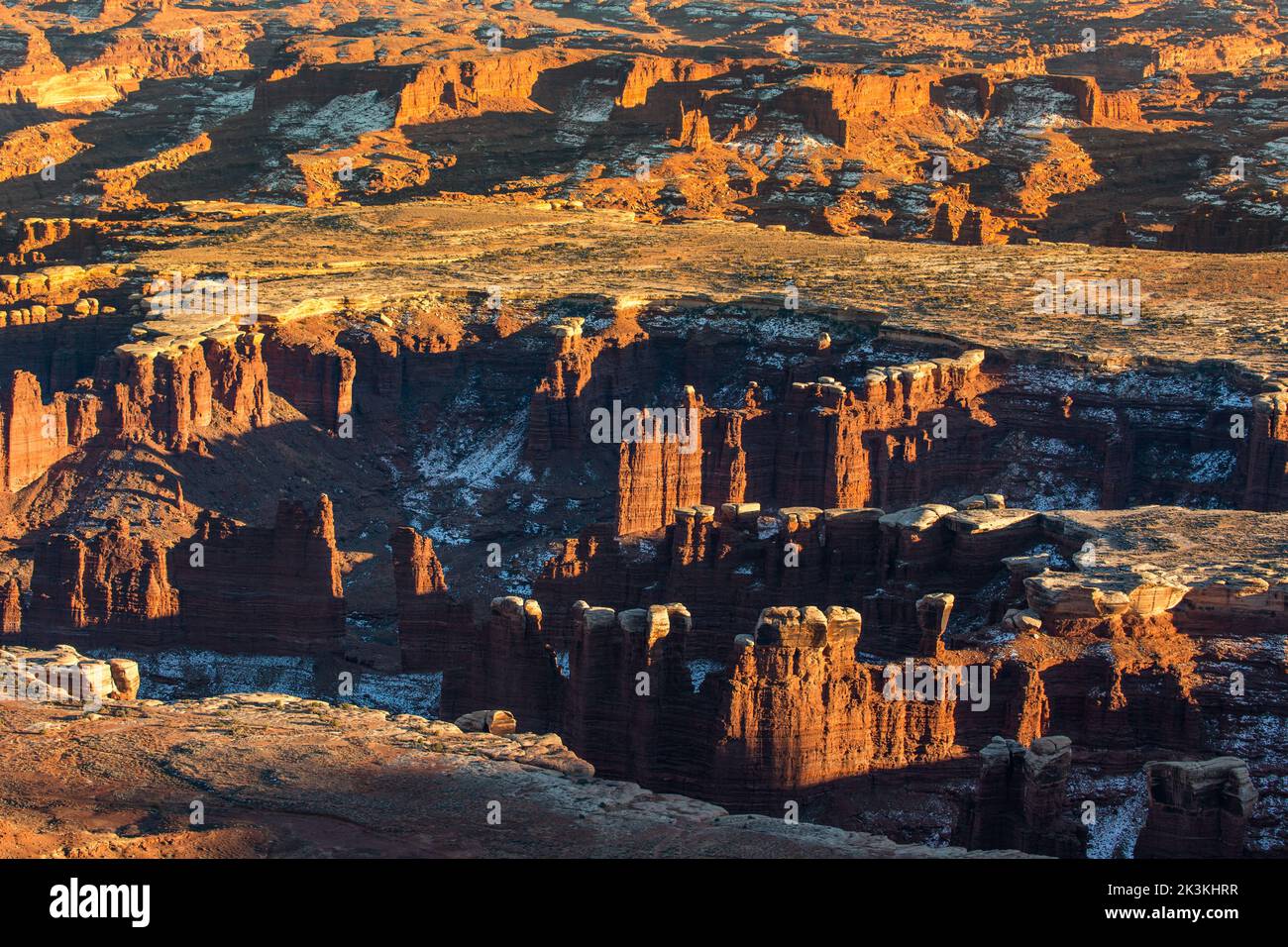 Organ Rock shale rock formations with White Rim sandstone caps in ...