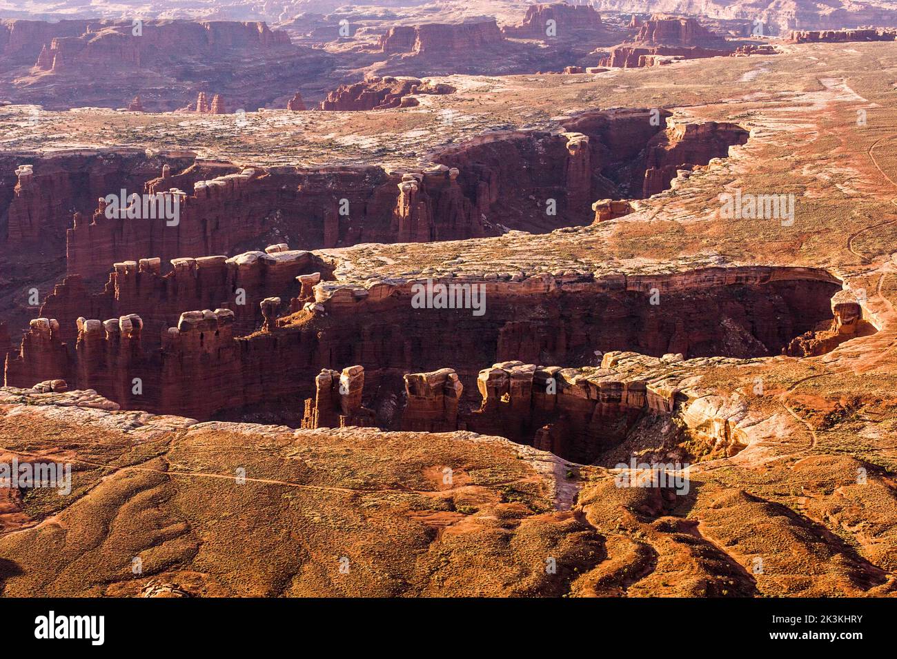 Organ Rock shale rock formations with White Rim sandstone caps in ...
