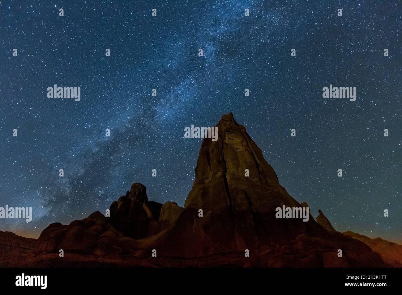 The Milky Way above the canyon wall of Park Avenue in Arches National ...