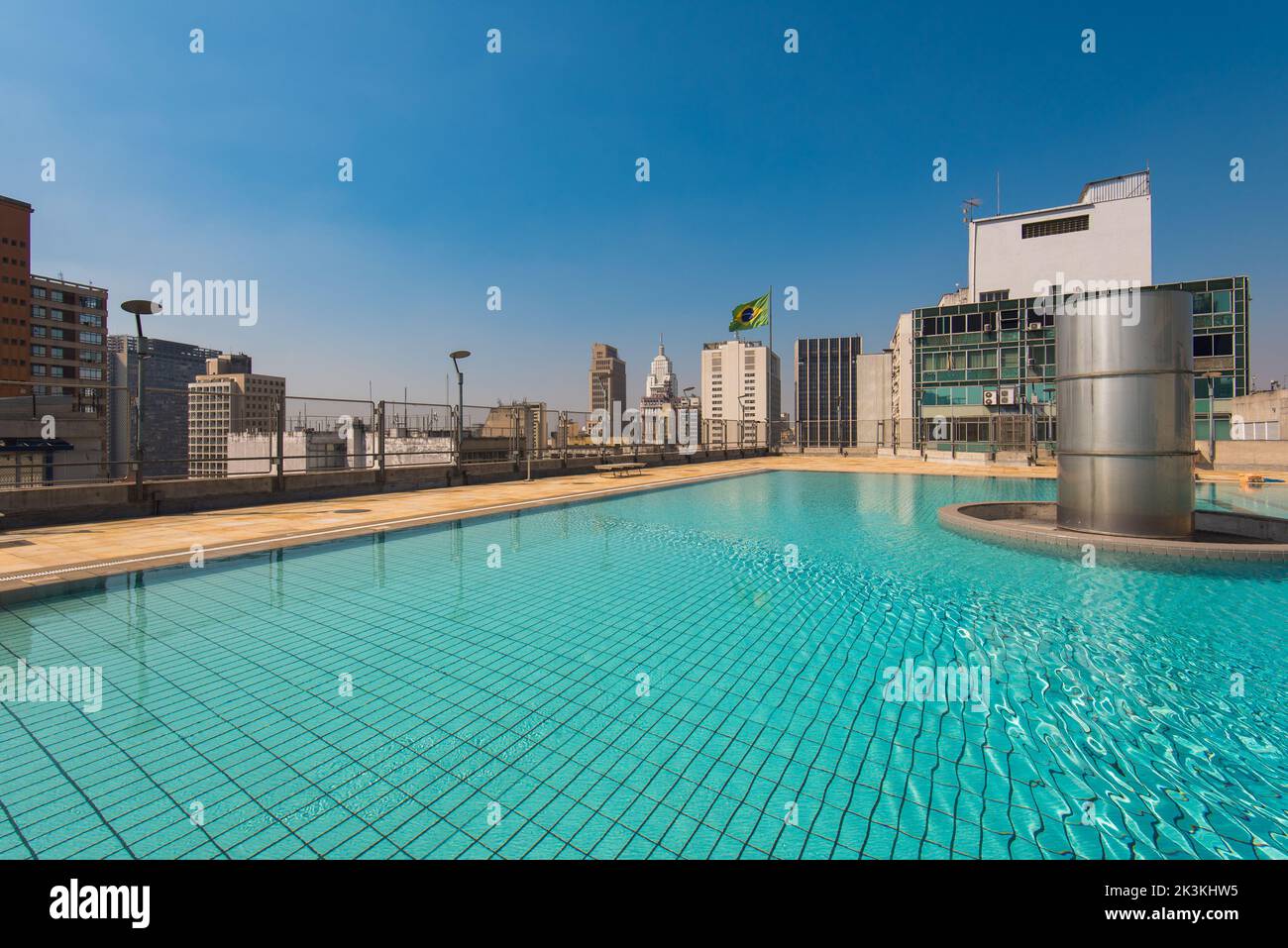 Pool on Rooftop on the Building in Sao Paulo With City Skyline View ...