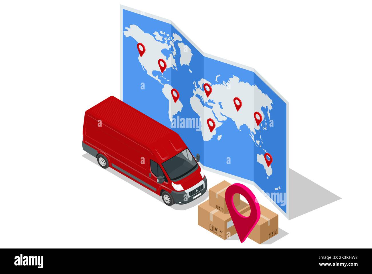 Isometric Logistics and Delivery concept. Worldwide Shipping. Delivery ...
