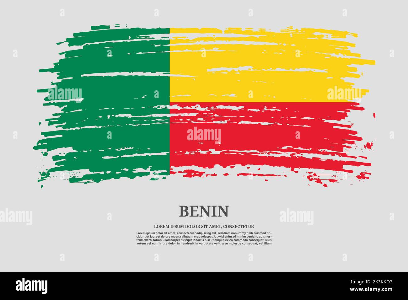 Benin flag with brush stroke effect and information text poster, vector ...