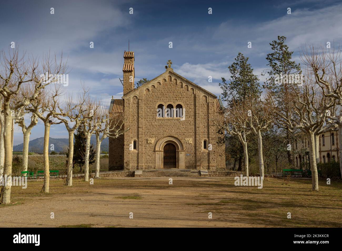 La Puríssima church and square in the Cal Vidal textile company town ...