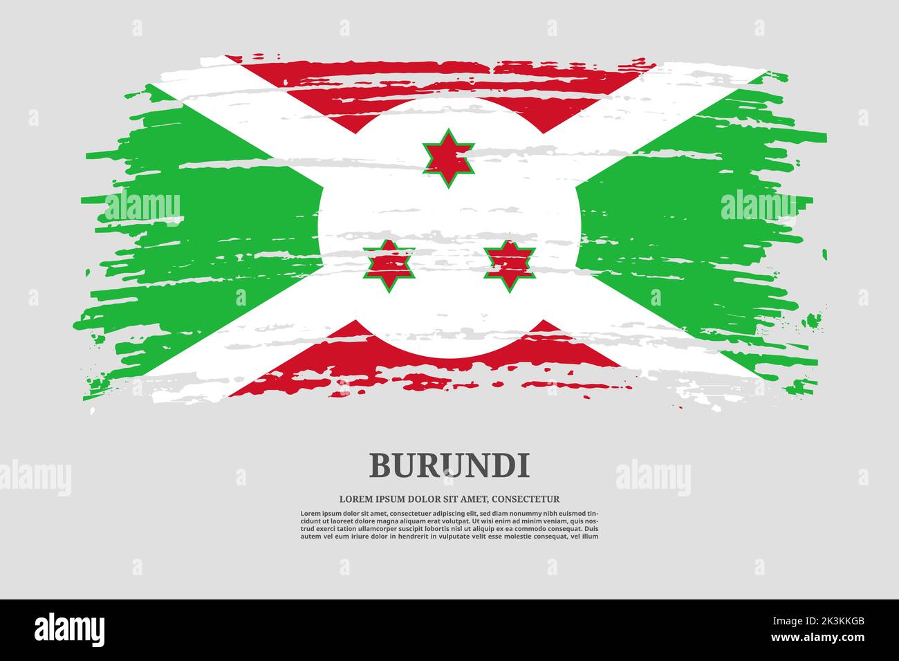 Burundi flag with brush stroke effect and information text poster ...