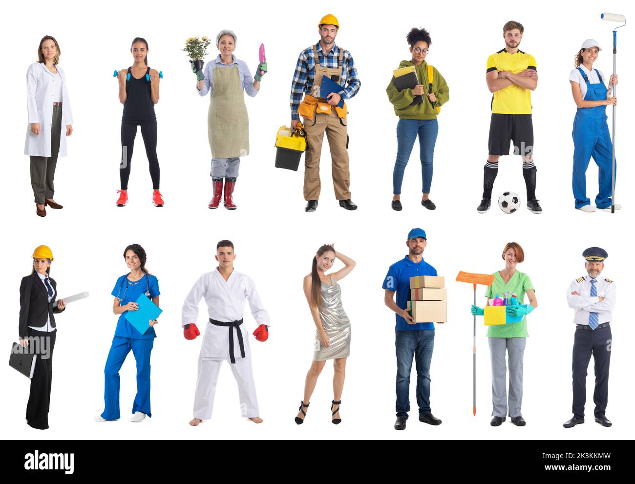 Collage set collection of many people of various occupations ...