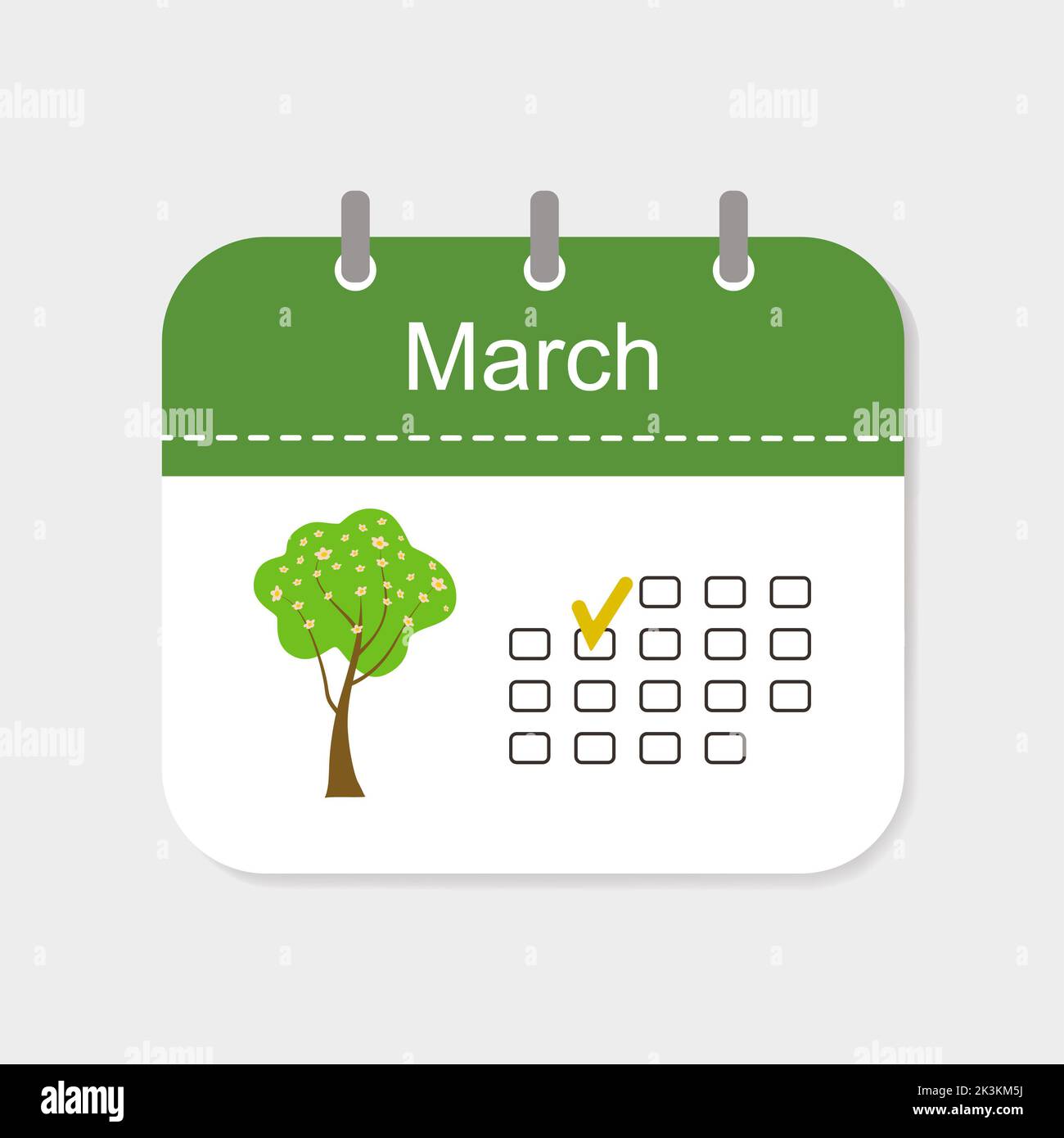 Calendar icon with pattern. March. Icons concept. Cartoon flat style ...