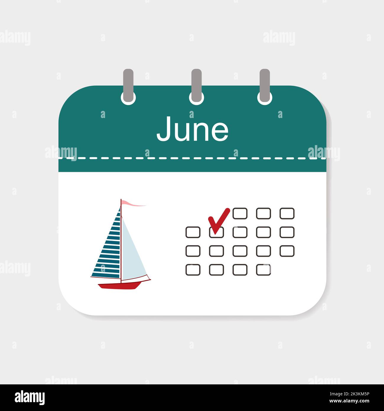 Calendar icon with pattern. June. Icons concept. Cartoon flat style ...