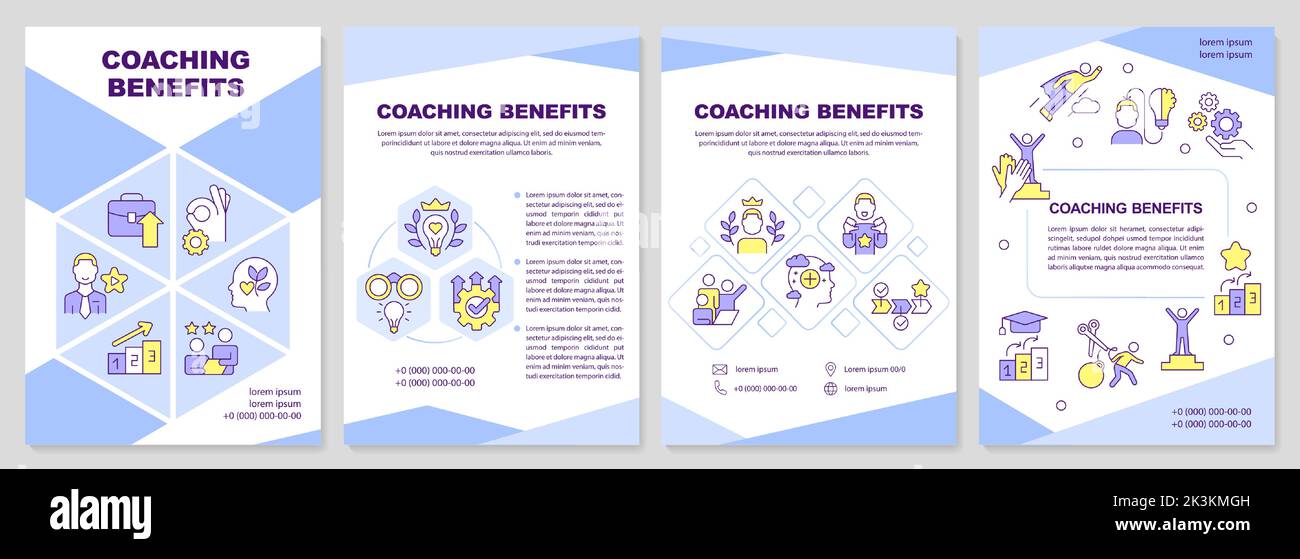 Coaching benefits blue brochure template Stock Vector Image & Art - Alamy