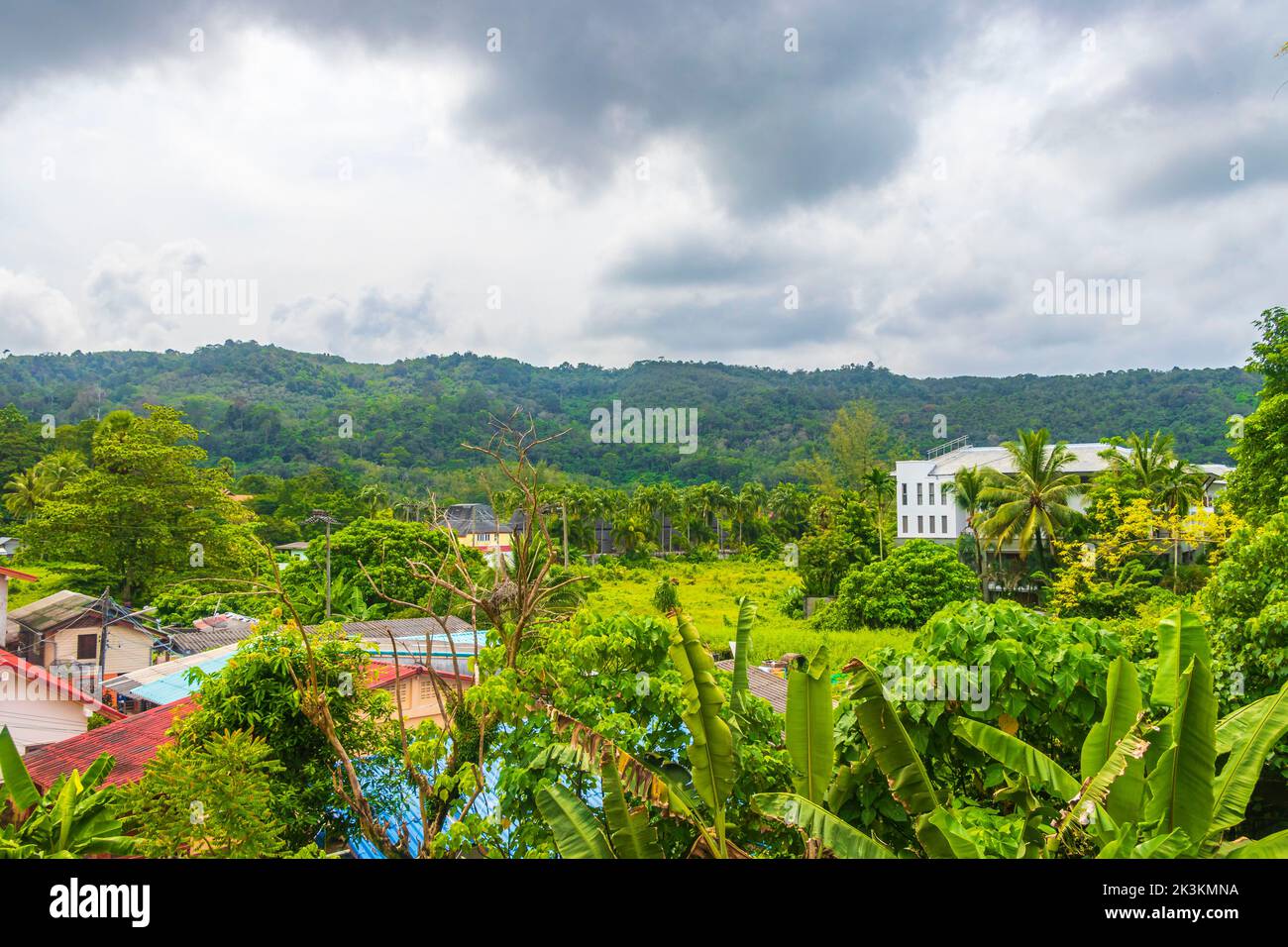 Landscape and cityscape panorama with street road cars building houses ...