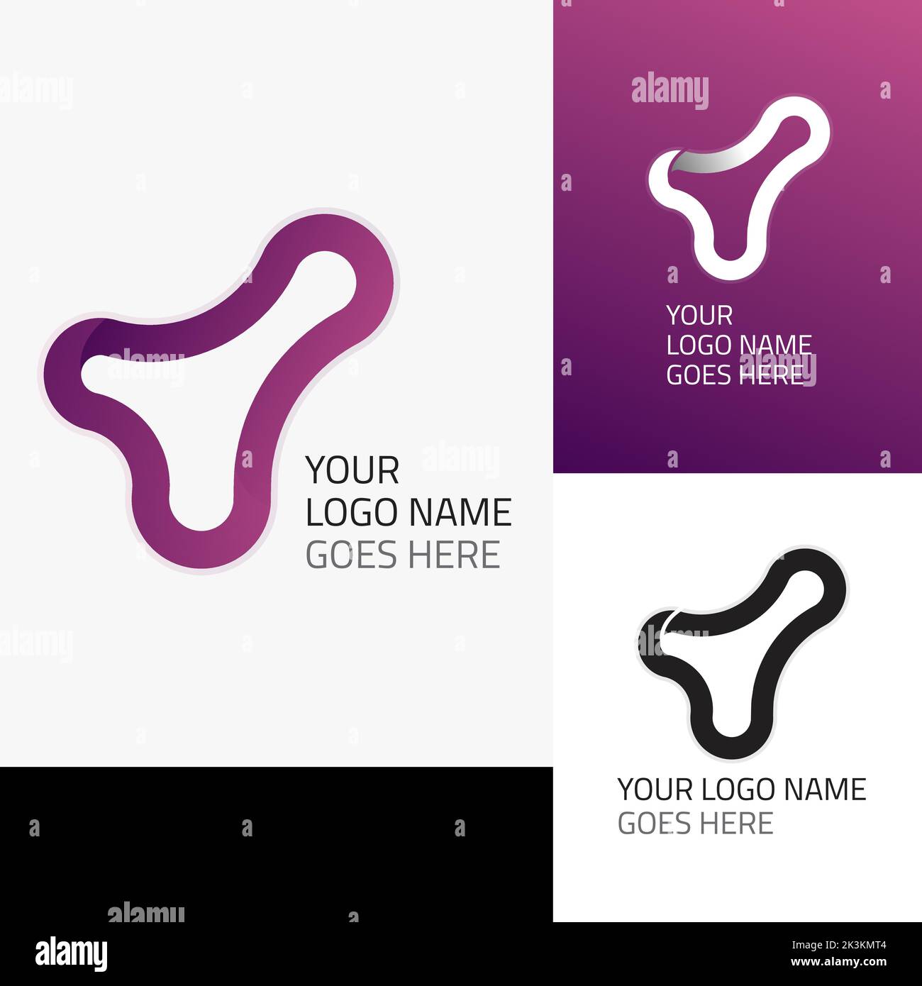 dynamic triangle rounded icon logo alternative color gradient white black color background Stock ...