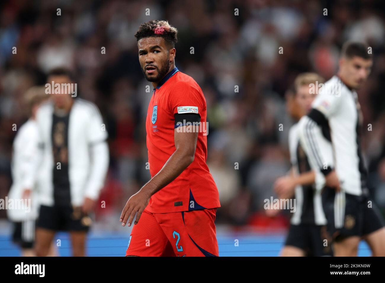 London, UK. 26th Sep, 2022. Reece James of England looks on. England v ...