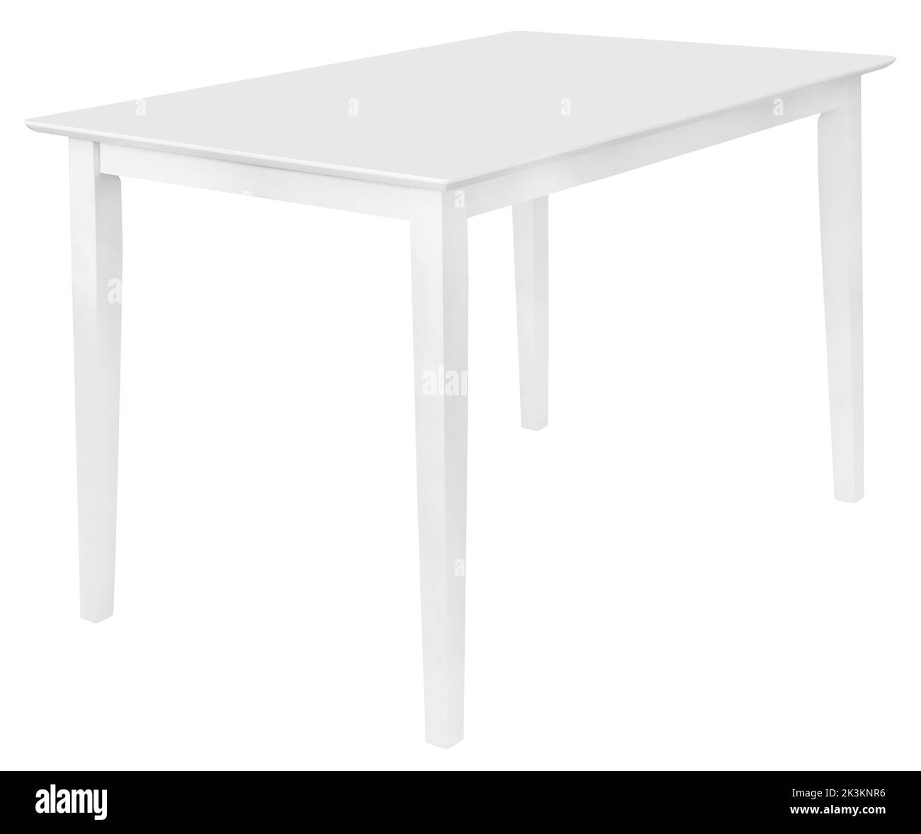 White wooden dining table. Isolated on a white background. Interior ...