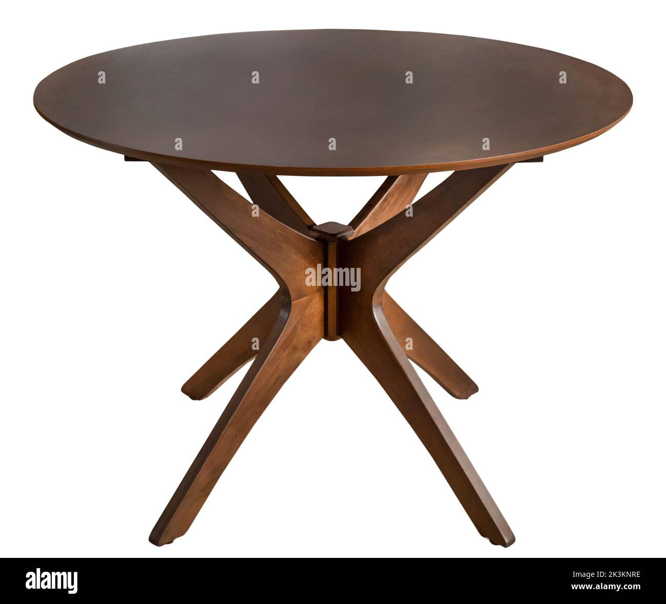 Round wooden dining table. Isolated on a white background. Interior ...