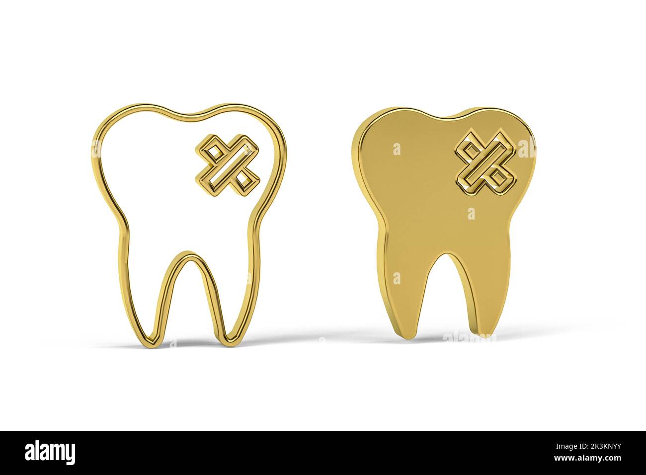 Golden 3d tooth icon isolated on white background - 3d render Stock ...