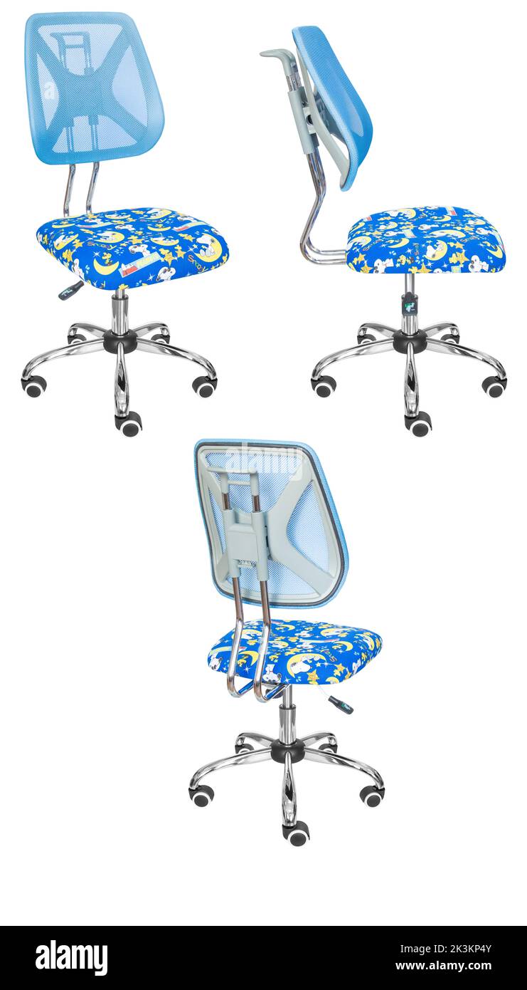 Children's computer chair. Isolated on a white background. View from ...