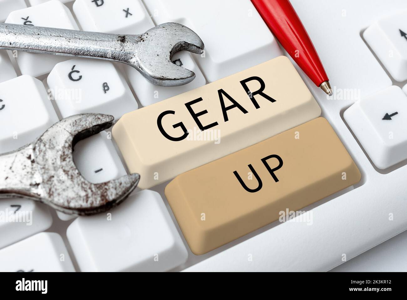 Text caption presenting Gear Up. Word Written on Asking someone to put ...