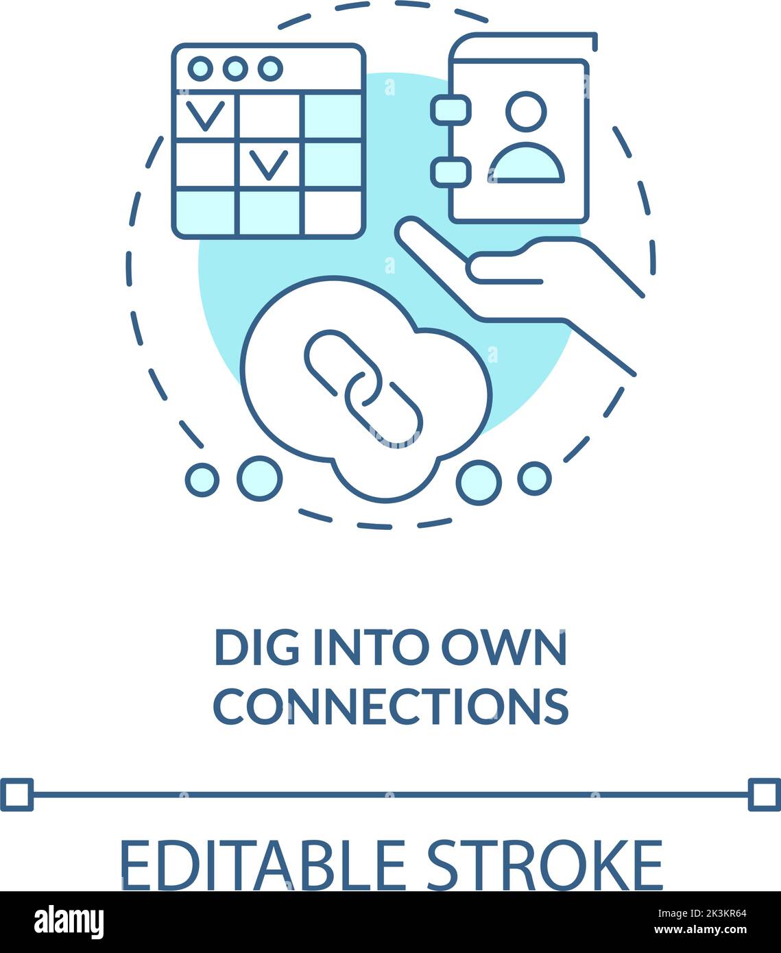 Dig into own connections turquoise concept icon Stock Vector Image ...