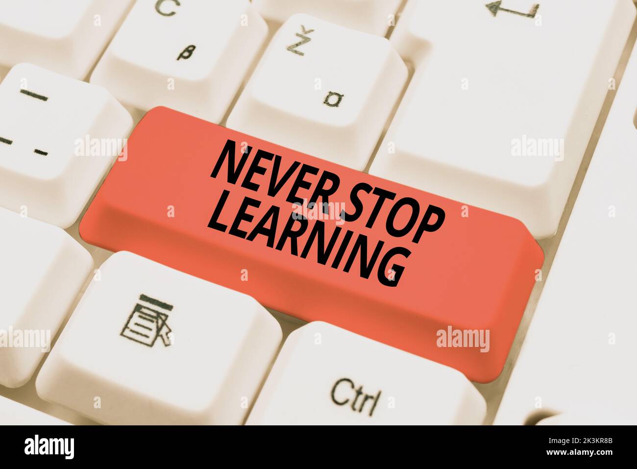 Hand writing sign Never Stop Learning. Concept meaning Continue to ...