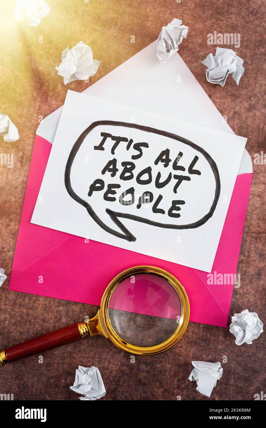 Hand writing sign It S Is All About People. Business idea Public ...