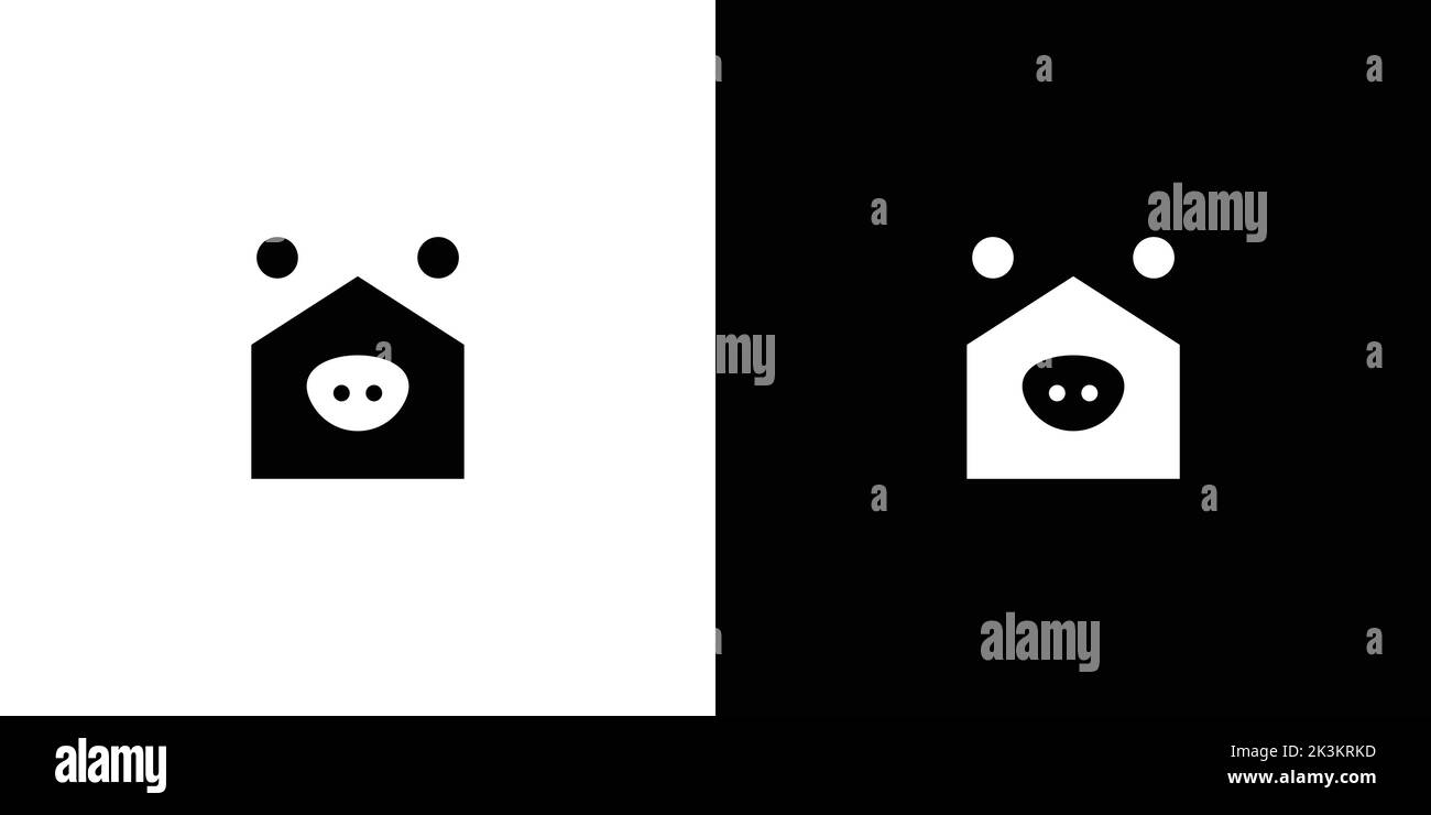 A vector illustration of Simple and modern pig house logo design Stock ...