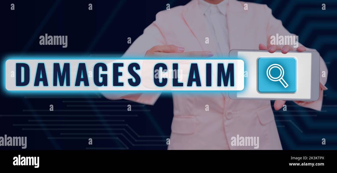 Conceptual caption Damages Claim. Internet Concept Demand Compensation ...