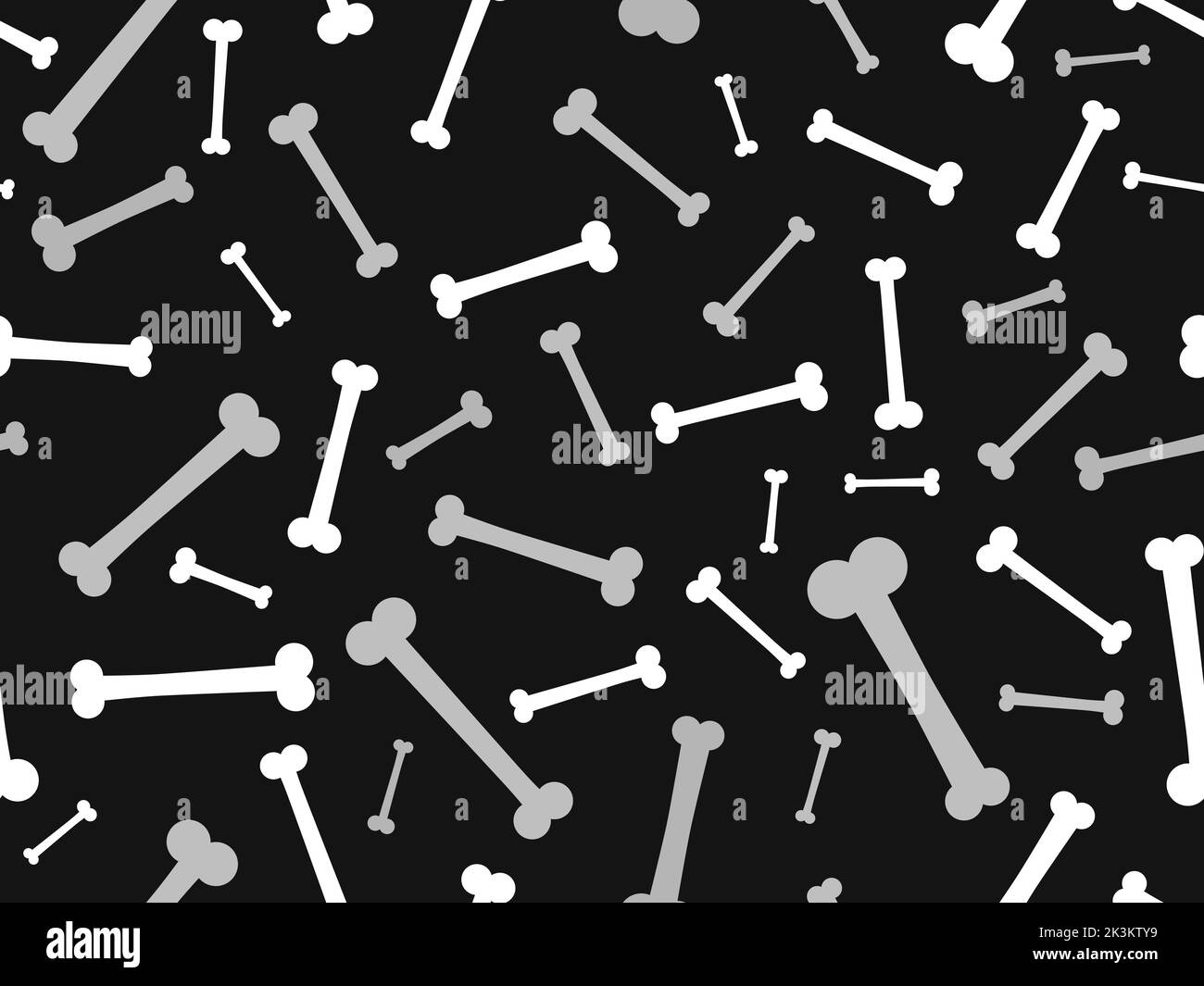 White bones on a black background seamless pattern. Halloween decor ...